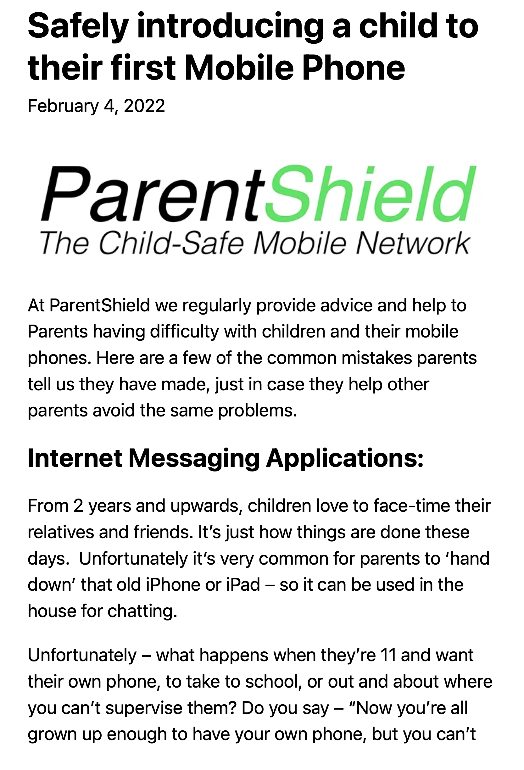 ParentShield SIM School-Proofs any child's mobile phone